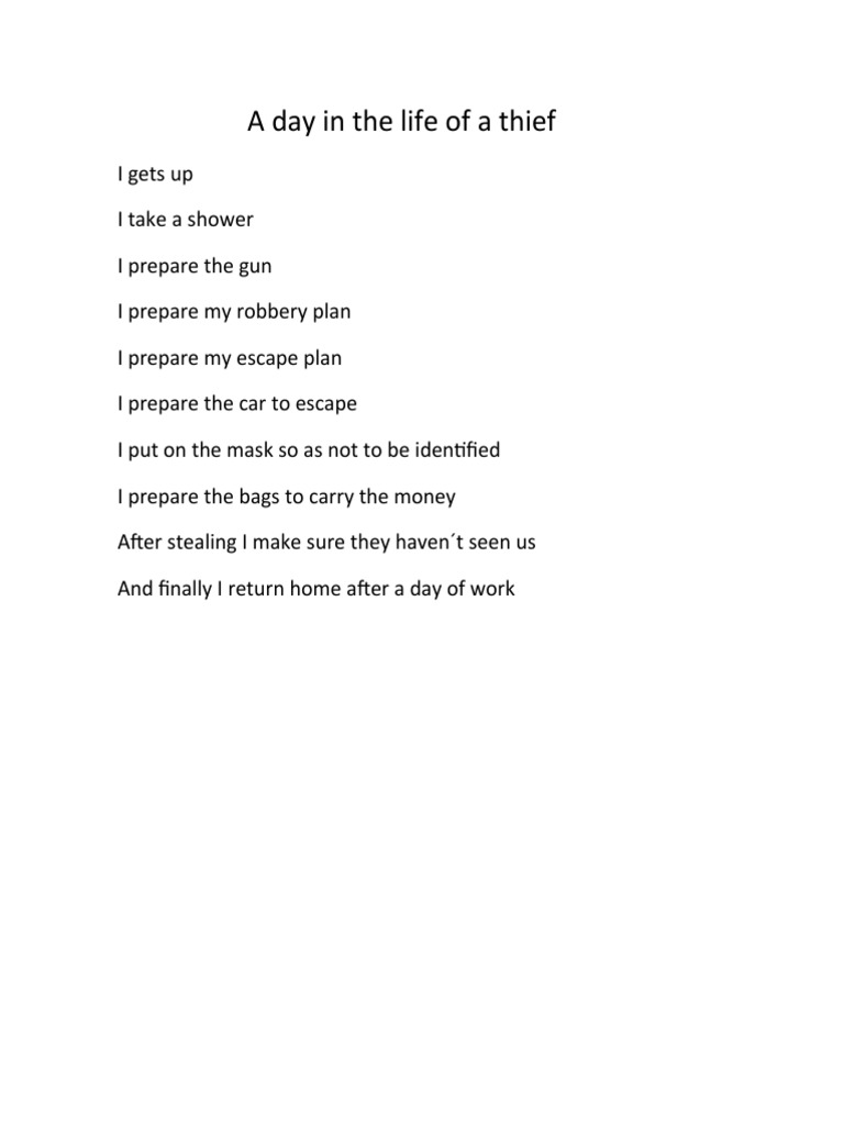 A Day in The Life of A Thief | PDF