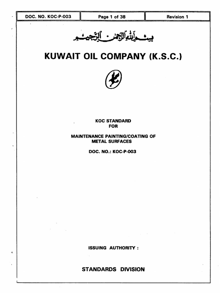 KOC Maintenance Painting Standards | PDF | Paint | Corrosion