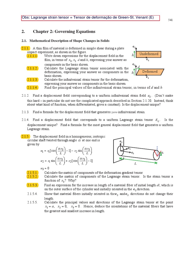 Prova 1 - Cinemática - Parte I | PDF | Continuum Mechanics | Tensor