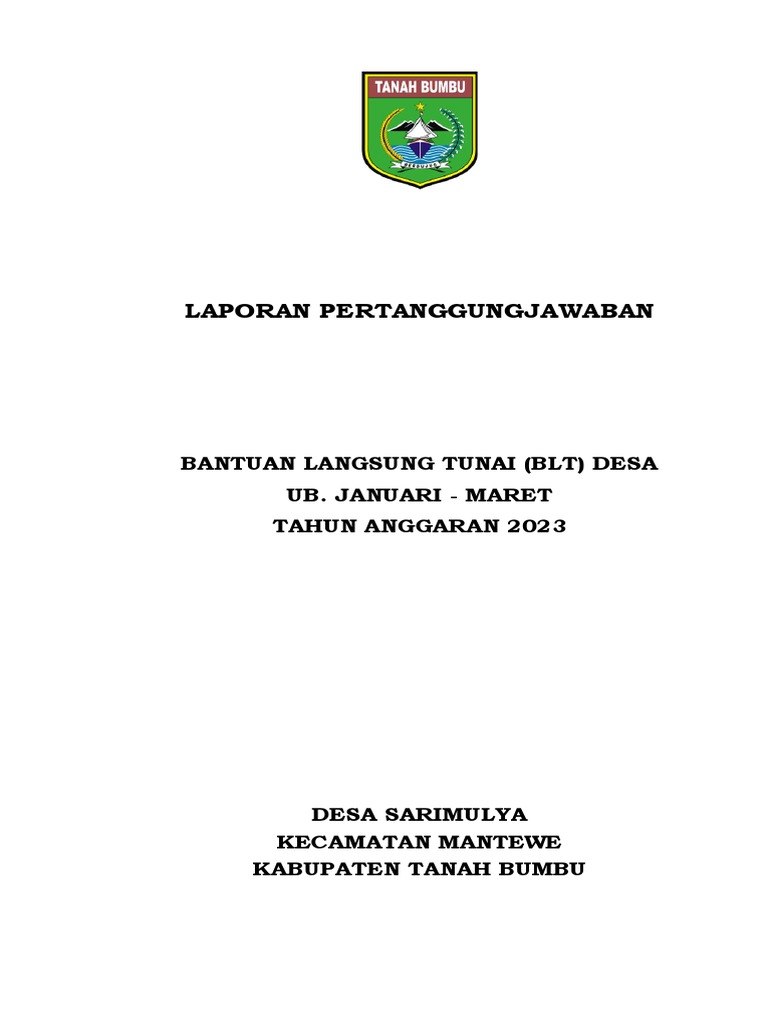 Cover LPJ BLT Desa Ta 2023 PDF | PDF