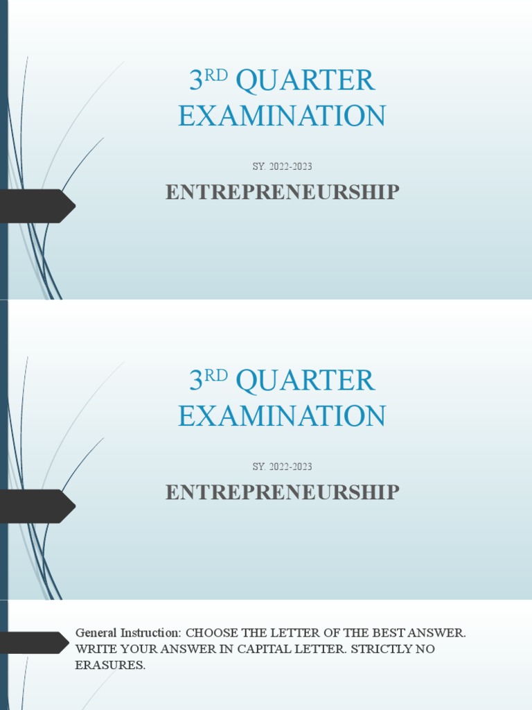 3RD Quarter Examination | PDF | Entrepreneurship | Market (Economics)