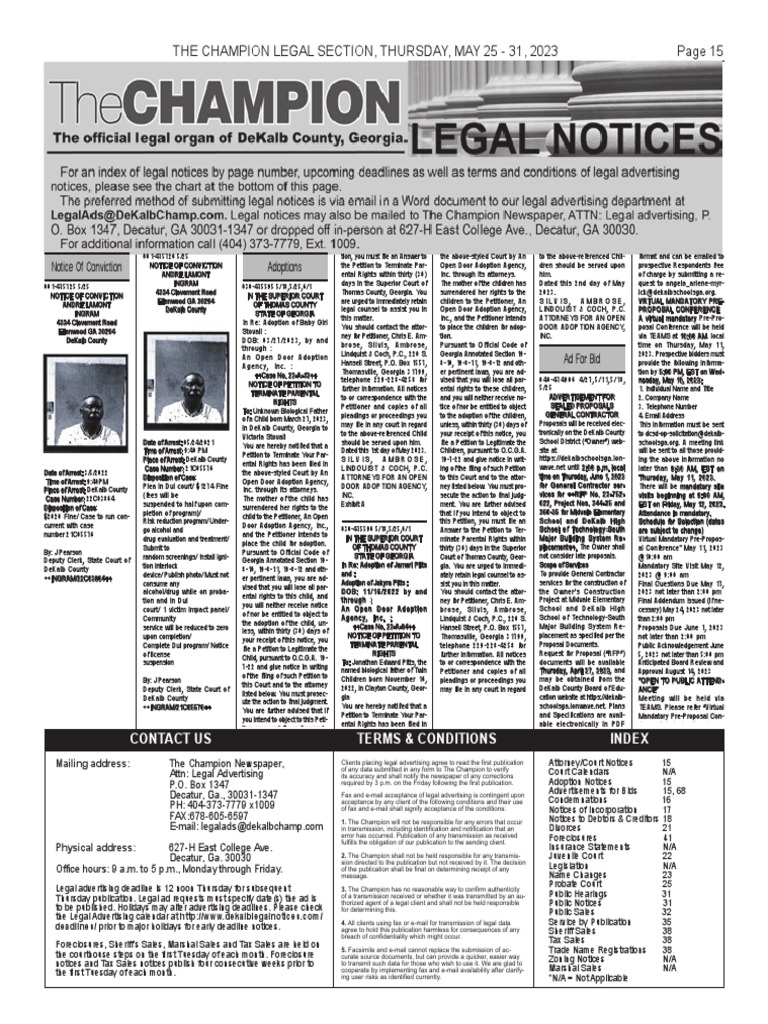 The Champion Legal Ads: 05-25-23 | PDF | Justice | Crime & Violence