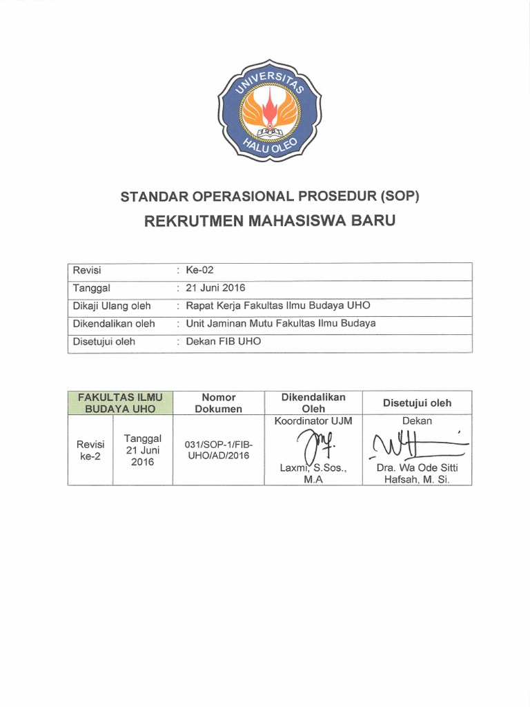 SOP Rekrutmen Mahasiswa Baru | PDF