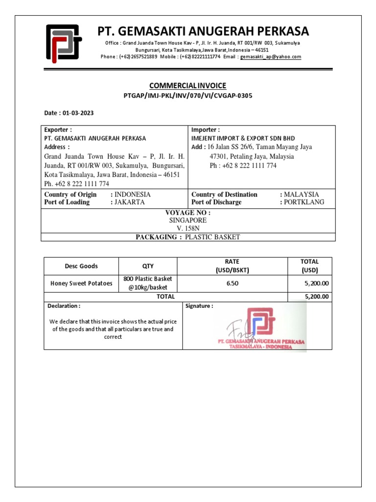 070 0305 Invoice Gap Imjpklff | PDF