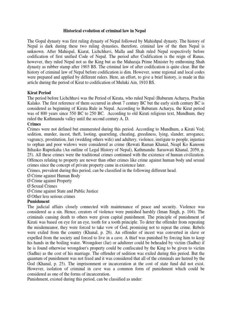 Evolution of Criminal Law in Nepal | PDF | Crimes | Crime & Violence