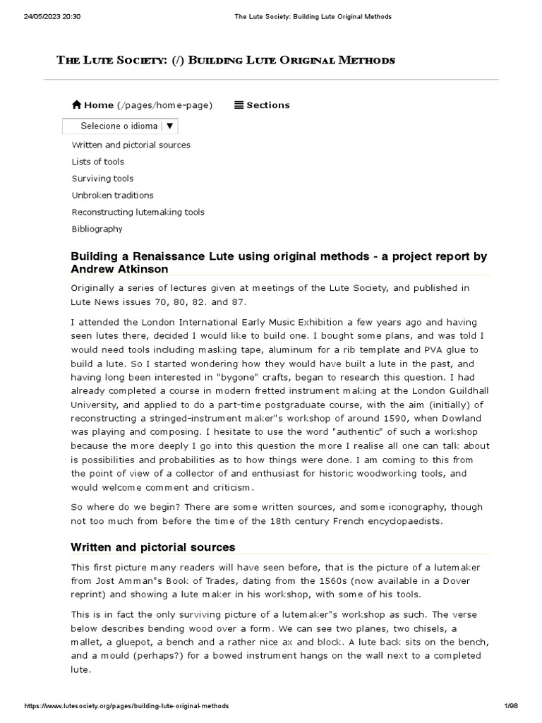 The Lute Society - Building Lute Original Methods | PDF | Tools | Blade