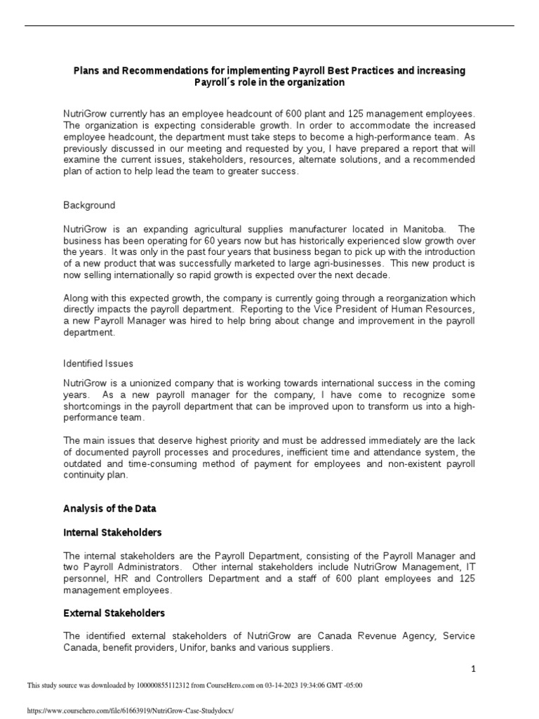 NutriGrow Case Study | PDF | Payroll | Business