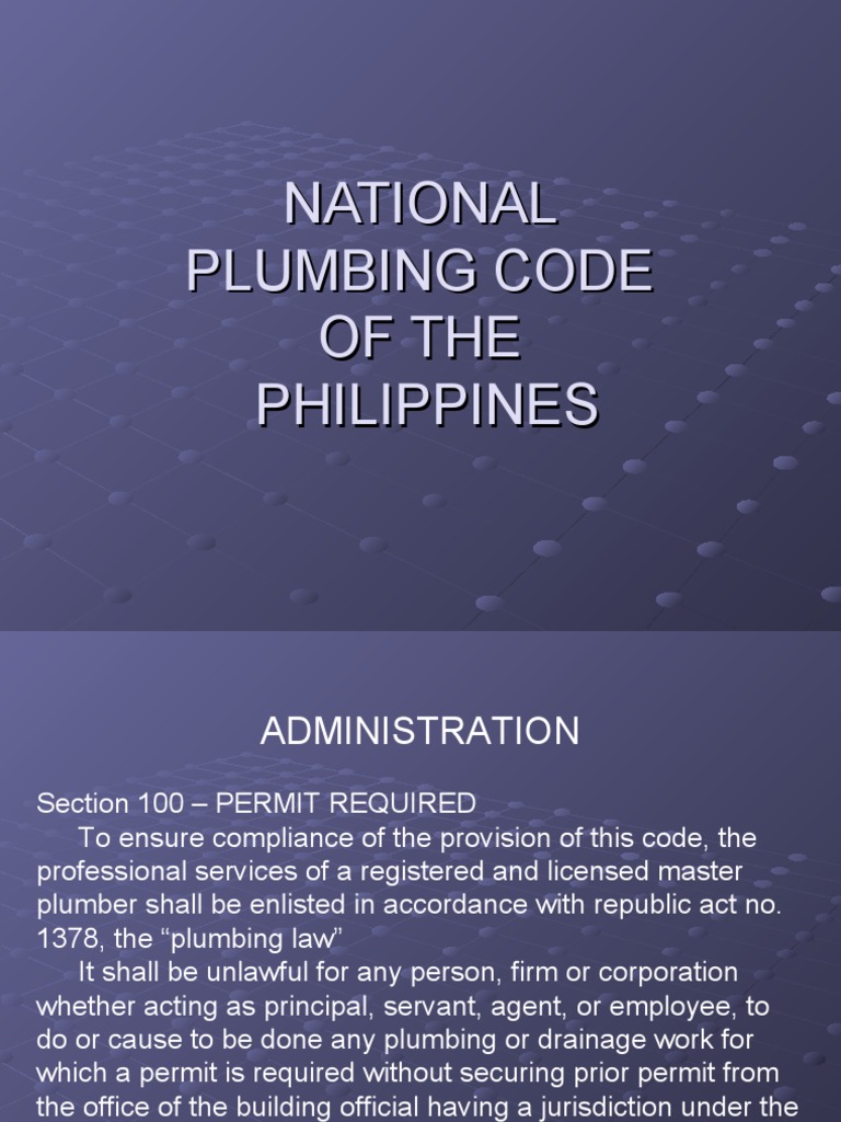 National Plumbing Code 1 | PDF | Storm Drain | Plumbing