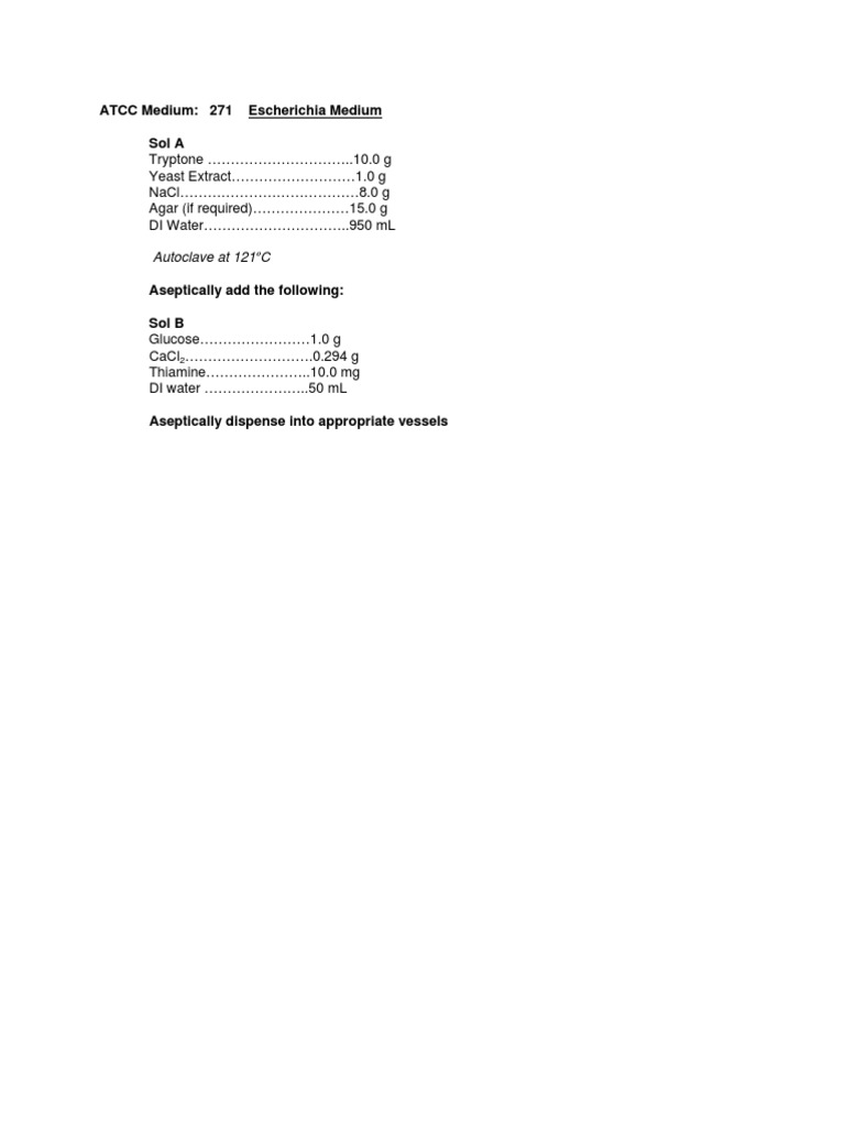 ATCC Medium 271 | PDF