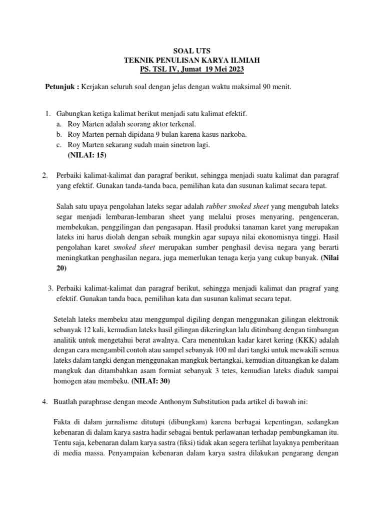 SOAL UTS TPKI TSL 2023 Genap | PDF | Pengelolaan Keuangan & Uang | Kajian Bahasa Asing