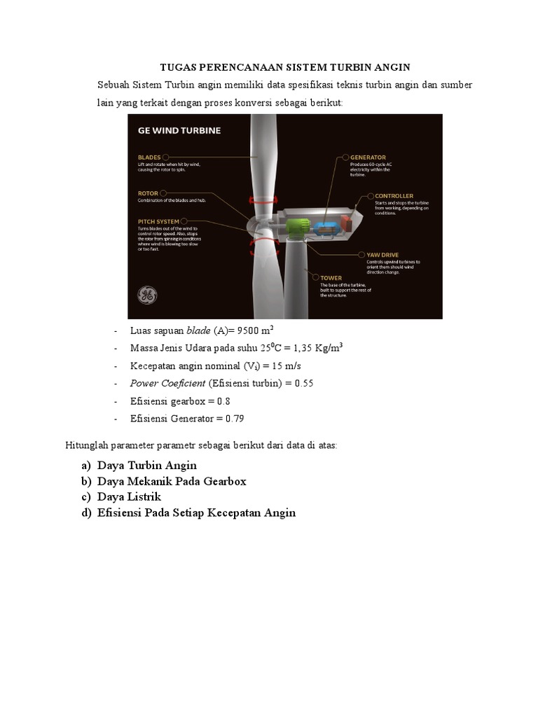 Tugas Perencanaan Sistem Turbin Angin | PDF