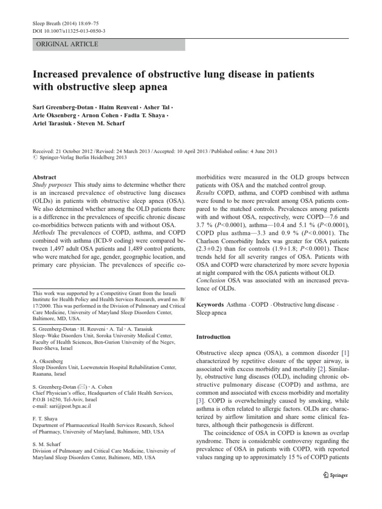2014 - Sleep Breath - Greenberg - Increased Prevelance of Obst Lung ...