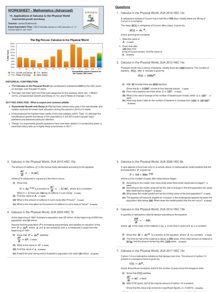 Exponential Growth & Decay Exam Prep | PDF | Radioactive Decay ...