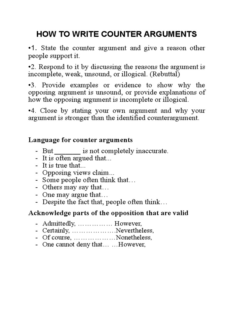 How To Write Counter Arguments PDF | PDF
