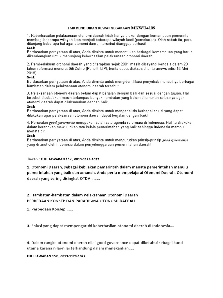 TMK 3 Pendidikan Kewarnegaraan Mkwu4109 2023 | PDF