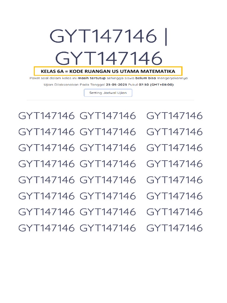 Kode Ruang Ujian Matematika | PDF
