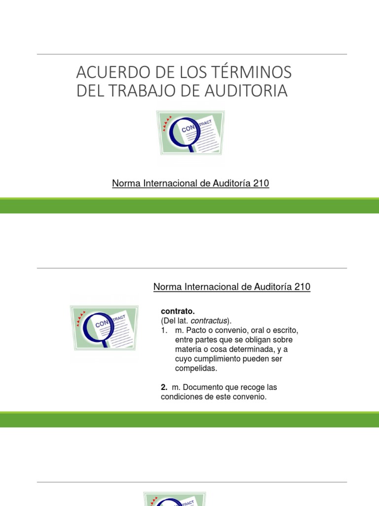 Términos del Trabajo de Auditoría NIA 210 | PDF | Auditoría | Contralor