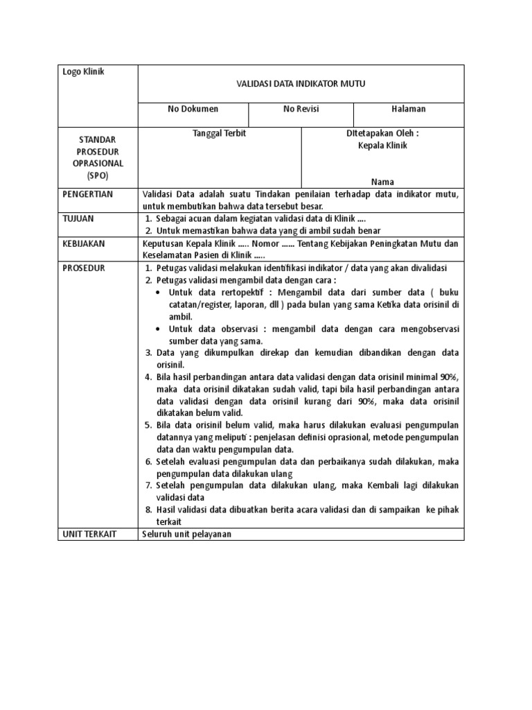 SOP Validasi Data | PDF