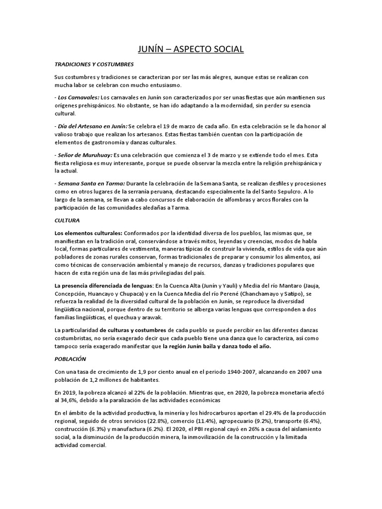 JUNÍN | PDF | Carnaval | Tradiciones