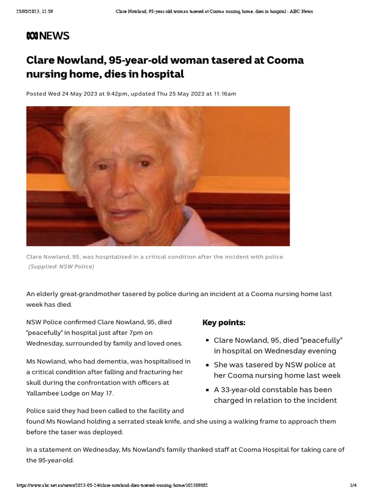 95-Year-Old Clare Nowland Dies After Taser Incident | PDF | Assault ...