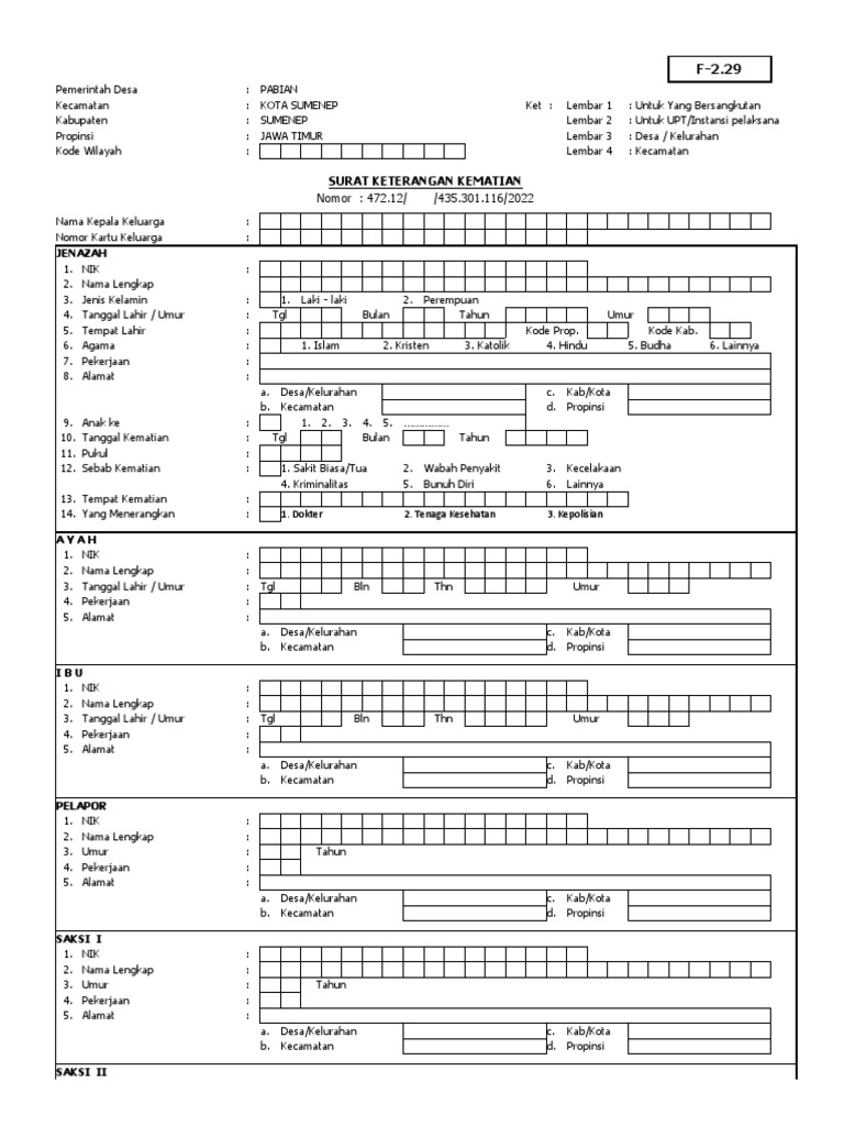 Blangko Kematian (F-2.29) | PDF