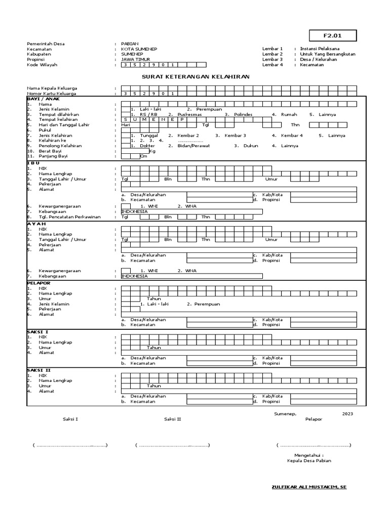 Blangko Kelahiran (f2.01) | PDF
