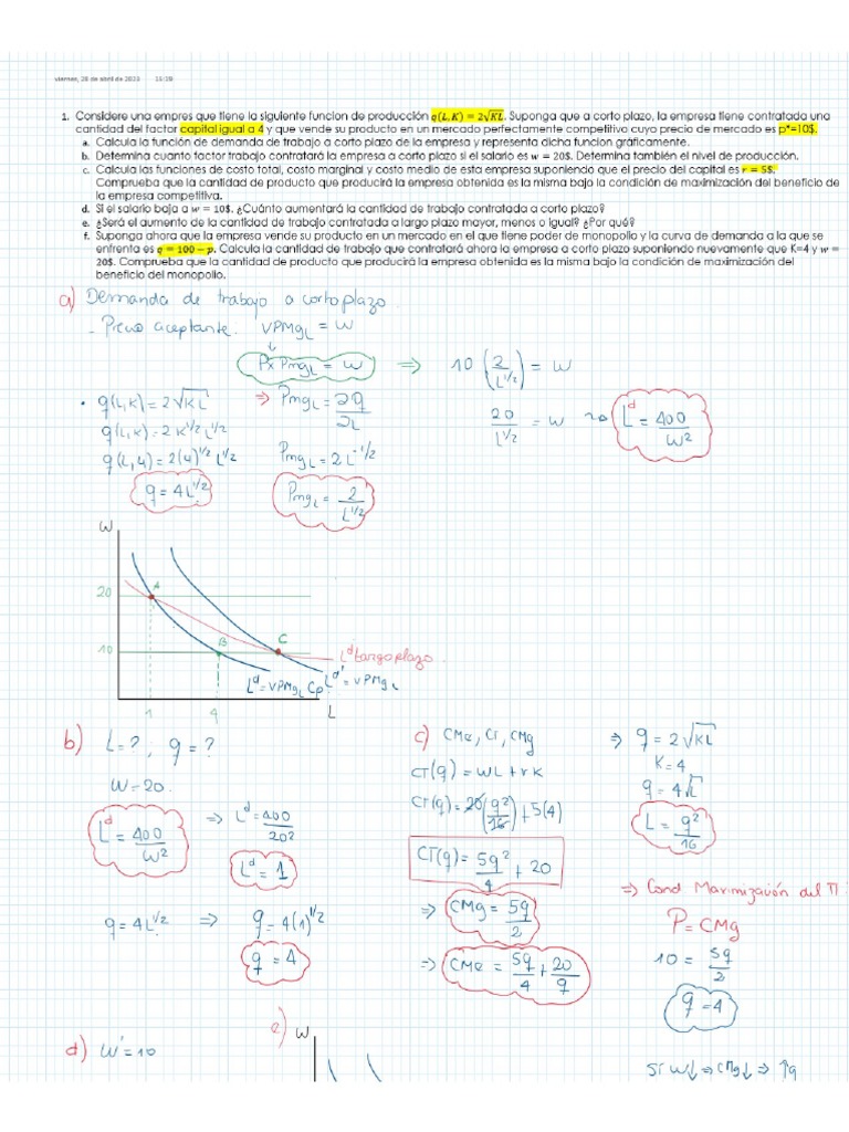 Ejercicios Mercado de Factores | PDF