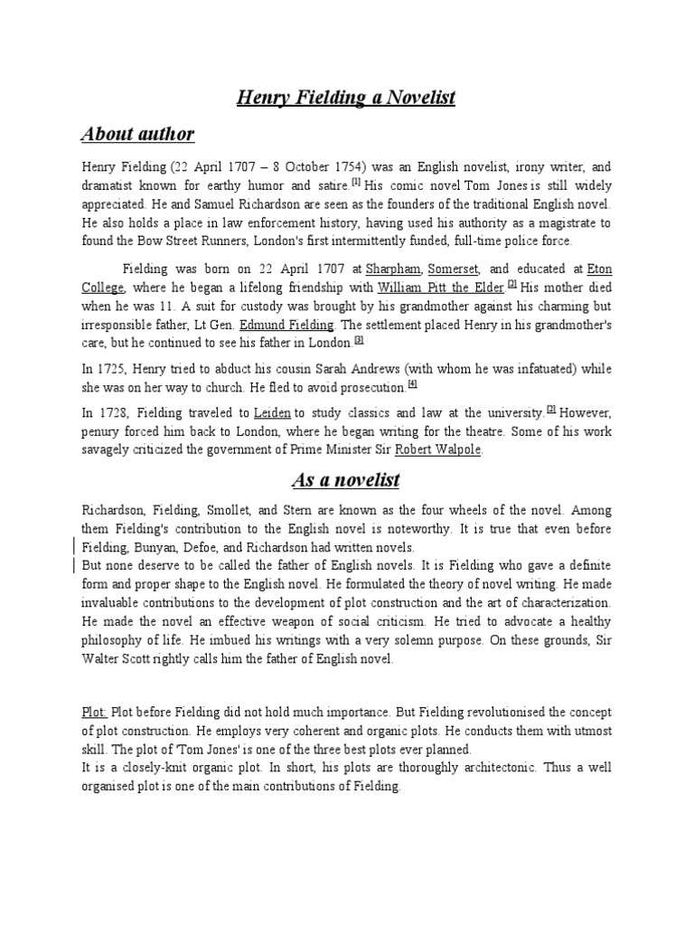 Henry Fielding A Novelist | PDF