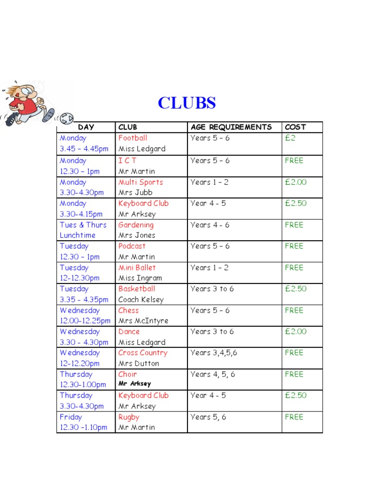 Club List Poster 2011 | PDF