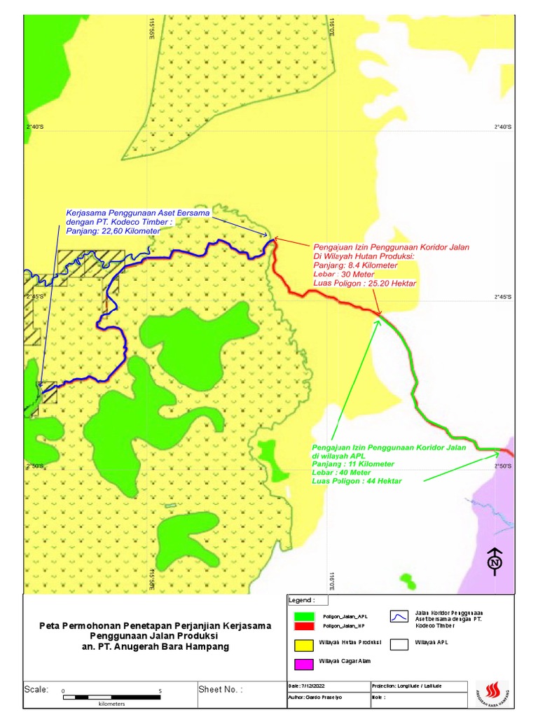 Peta Permohonan Perjanjian Kerjasama Penggunaan Jalan Produksi PT. ABH 07 Des 2022 | PDF