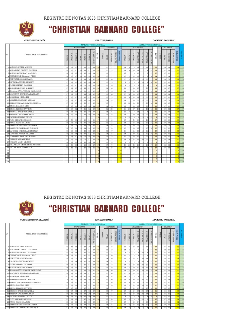Registros Jack 5to Secundaria | PDF