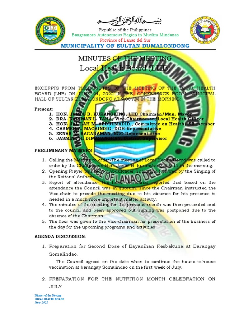 Local Health Board Minutes6 | PDF | Vaccination | Public Health