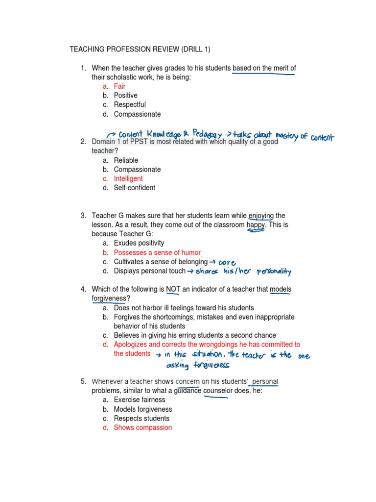Teaching Profession Review (Drill 1) | PDF | Teachers | Academic Degree