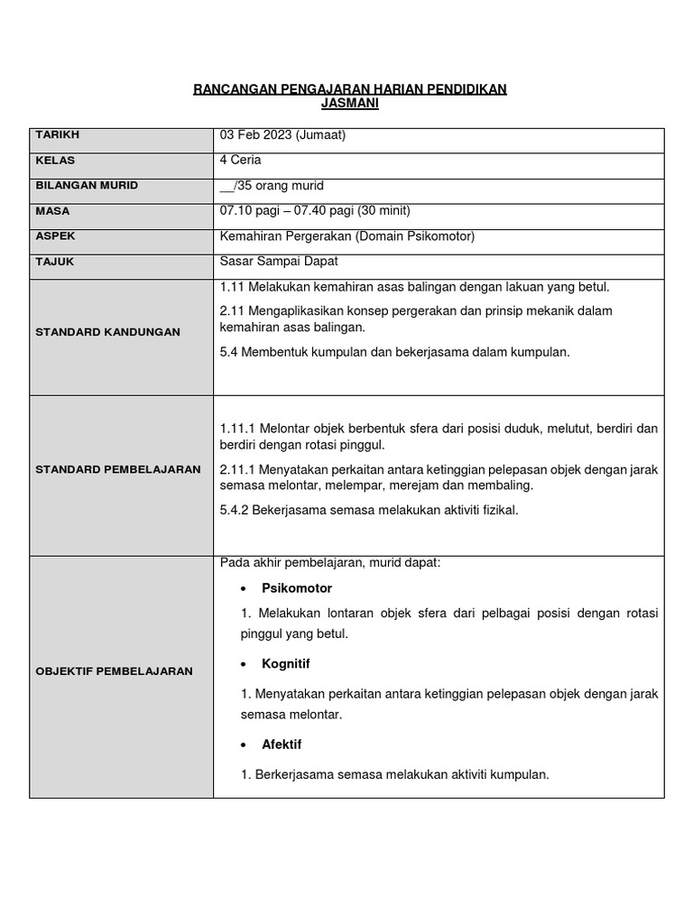 RPH PJ T4 Ceria (03 Feb) | PDF