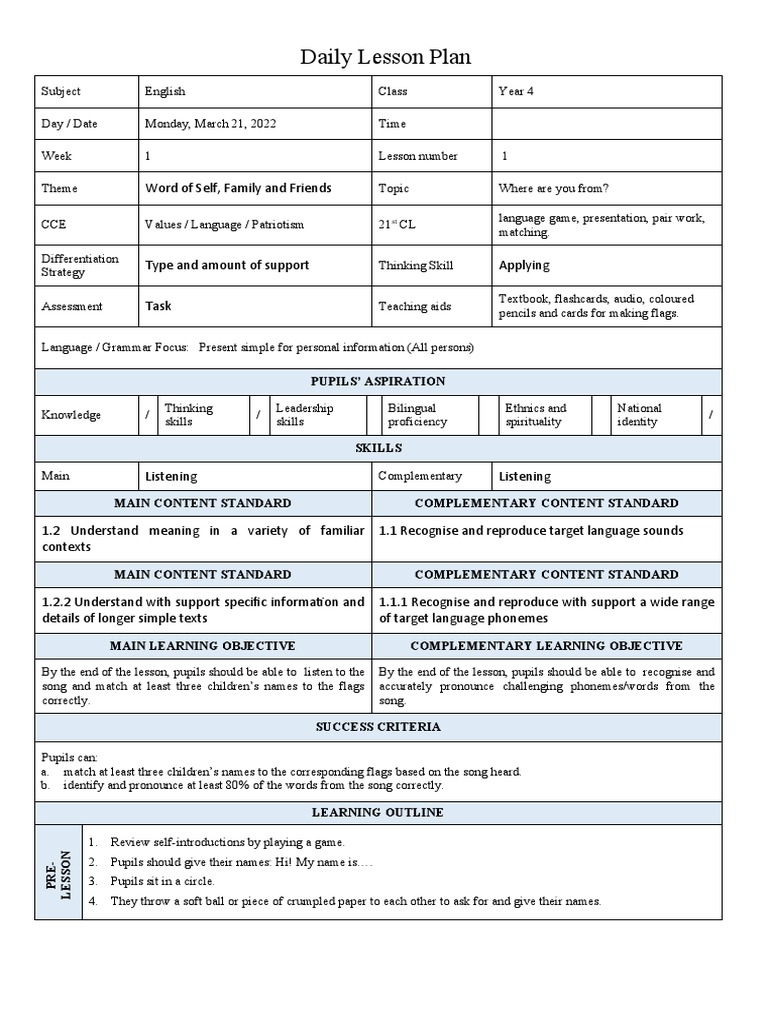 Lesson 1 TS25 | PDF | Lesson Plan | Cognitive Science