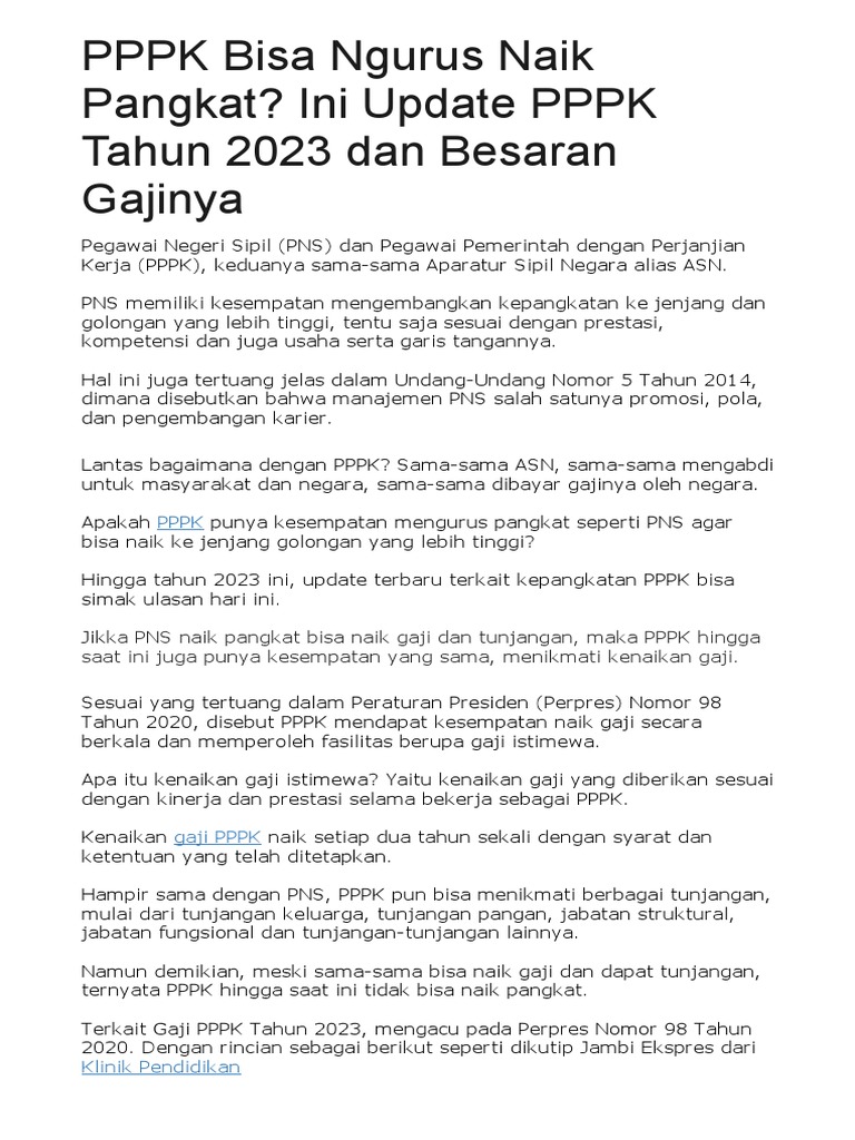 PPPK Bisa Ngurus Naik Pangkat | PDF