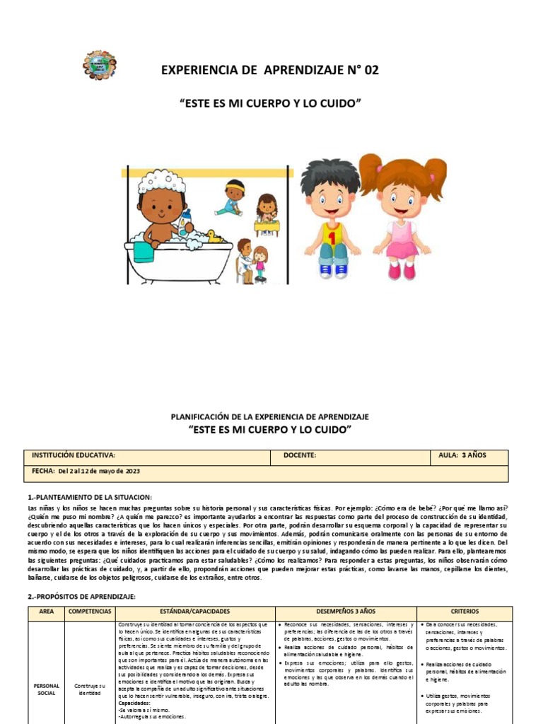 Conozco y Cuido Mi Cuerpo 3 Años 2023 | PDF | Las emociones | Muñecas