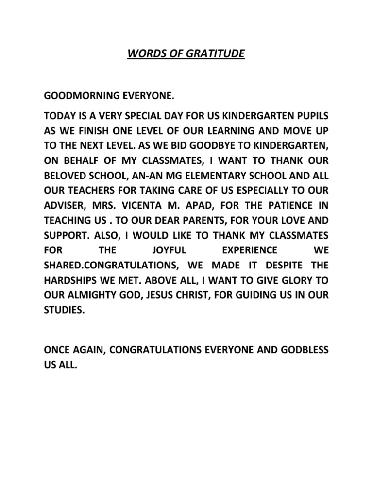 Words of Gratitude | PDF