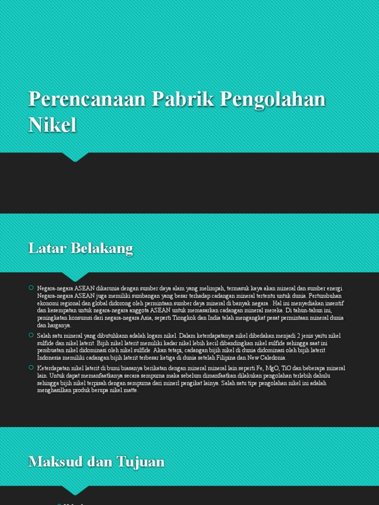 Perencanaan Pabrik Pengolahan Nikel | PDF