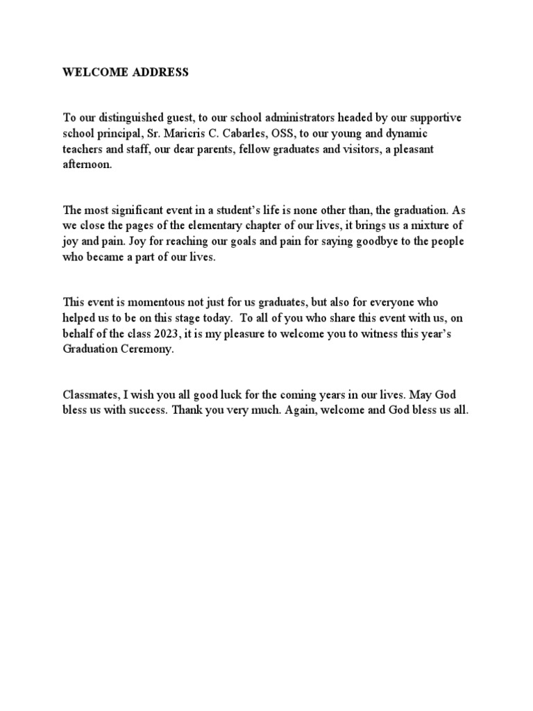 Welcome Address | PDF