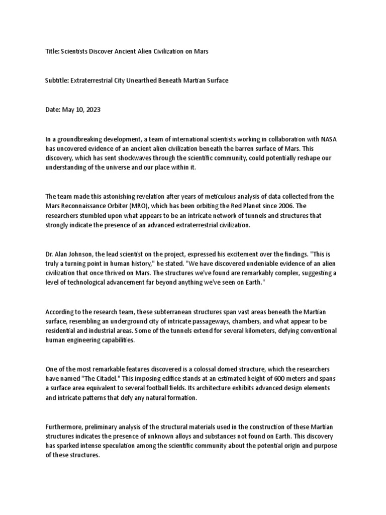 Alien On Mars | PDF | Extraterrestrial Life | Mars
