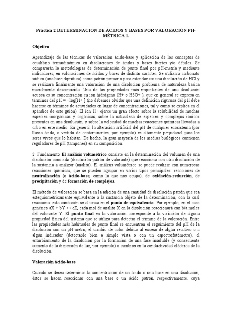 Valoración Ácido-Base: Técnicas y Métodos | PDF | Valoración | Química