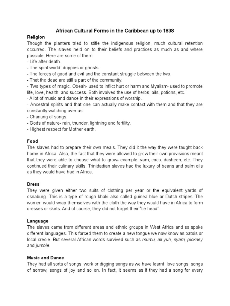 African Cultural Forms in the Caribbean | PDF | Slavery