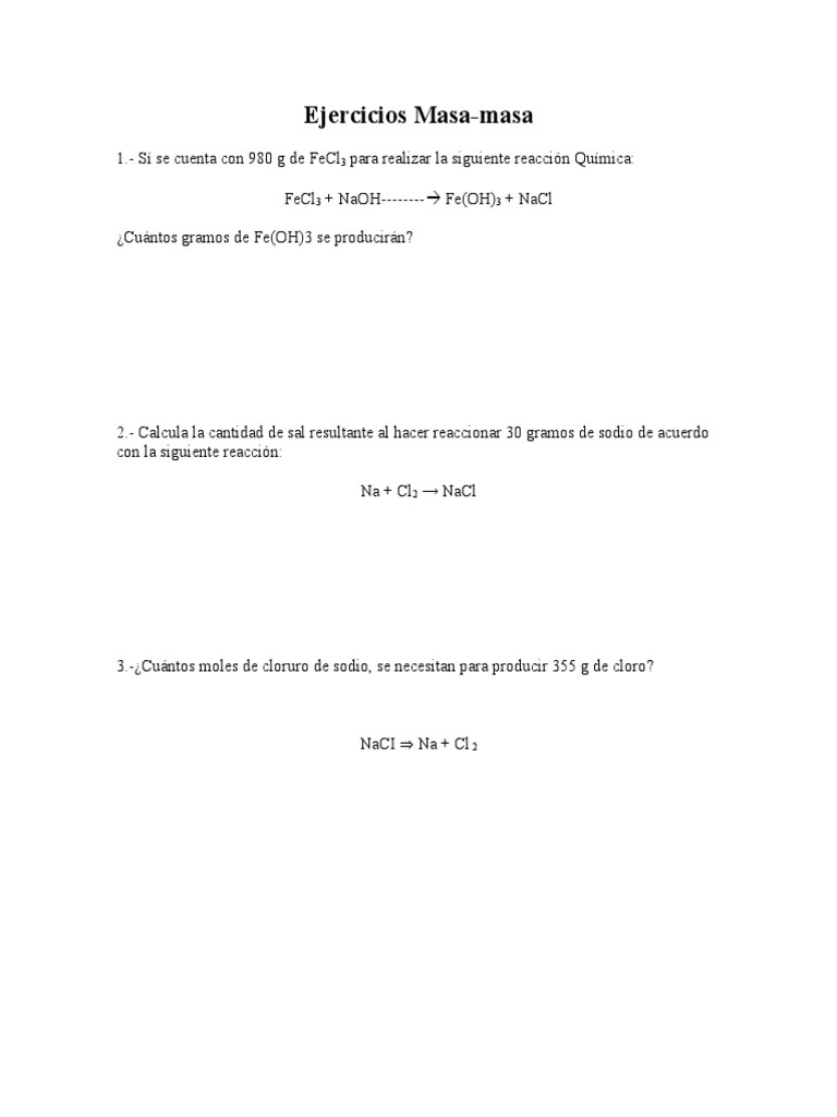 Ejercicios Masa-Masa 2C | PDF