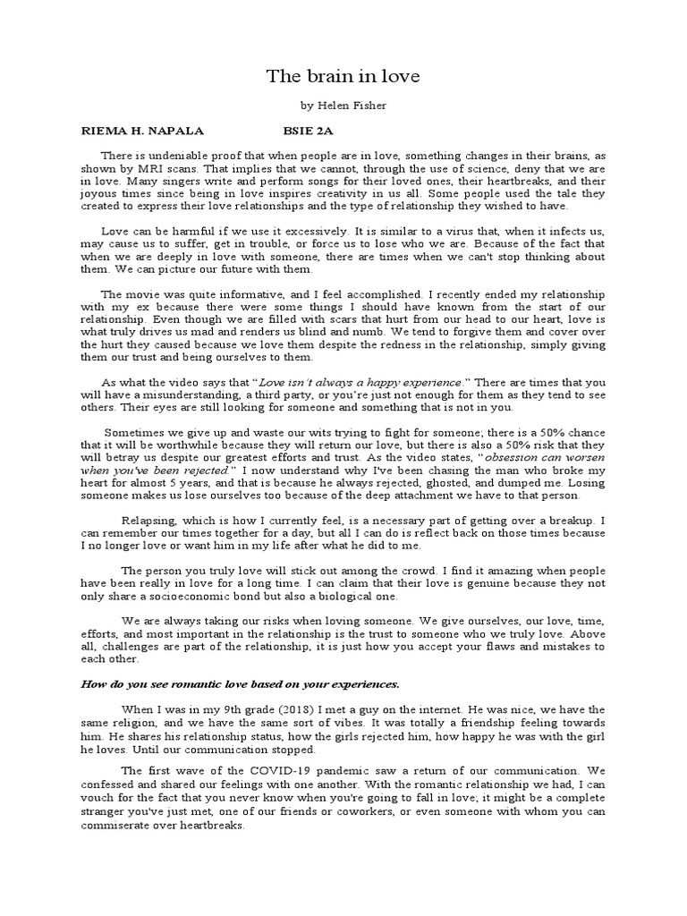 The Brain in Love by Helen Fisher | PDF | Romance (Love) | Love