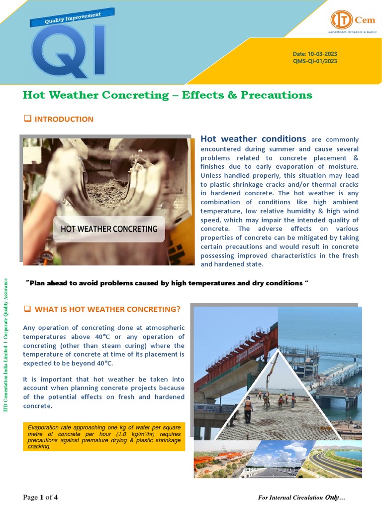 Hot Weather Concreting | PDF | Concrete | Weather