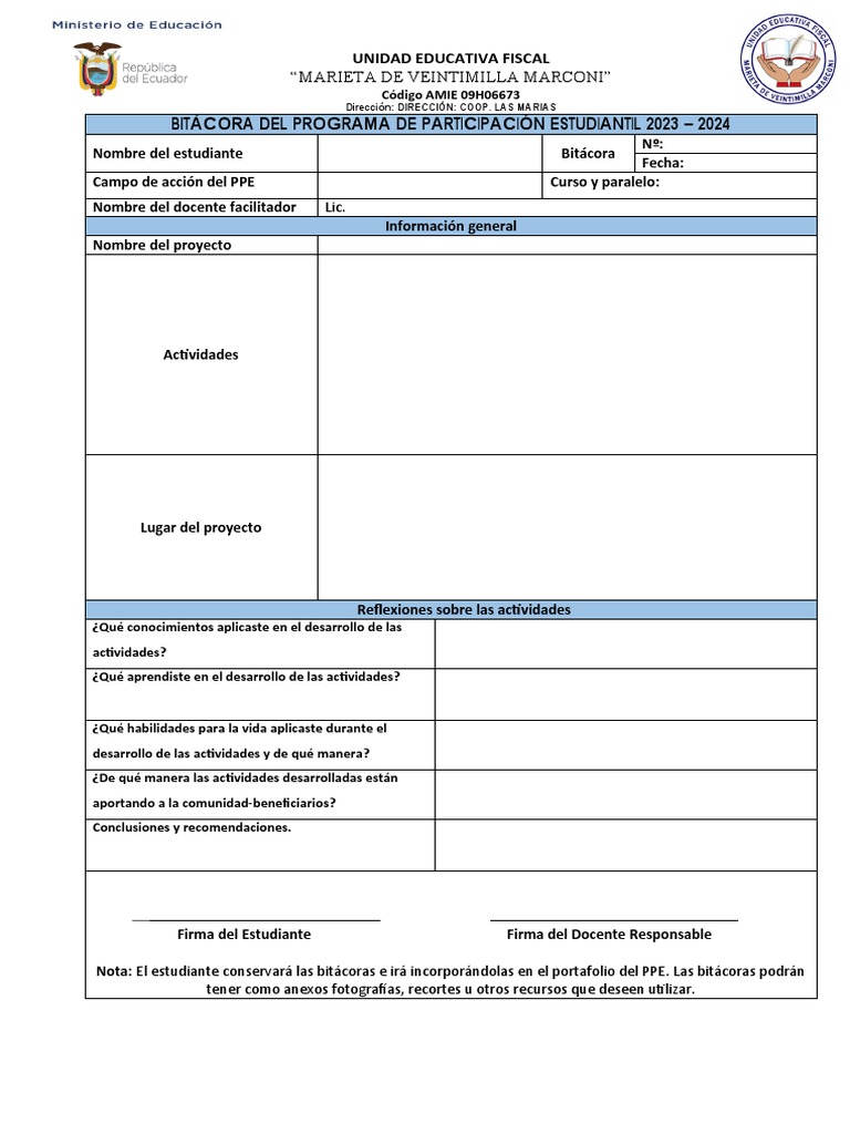 Modelo de Bitacora | PDF