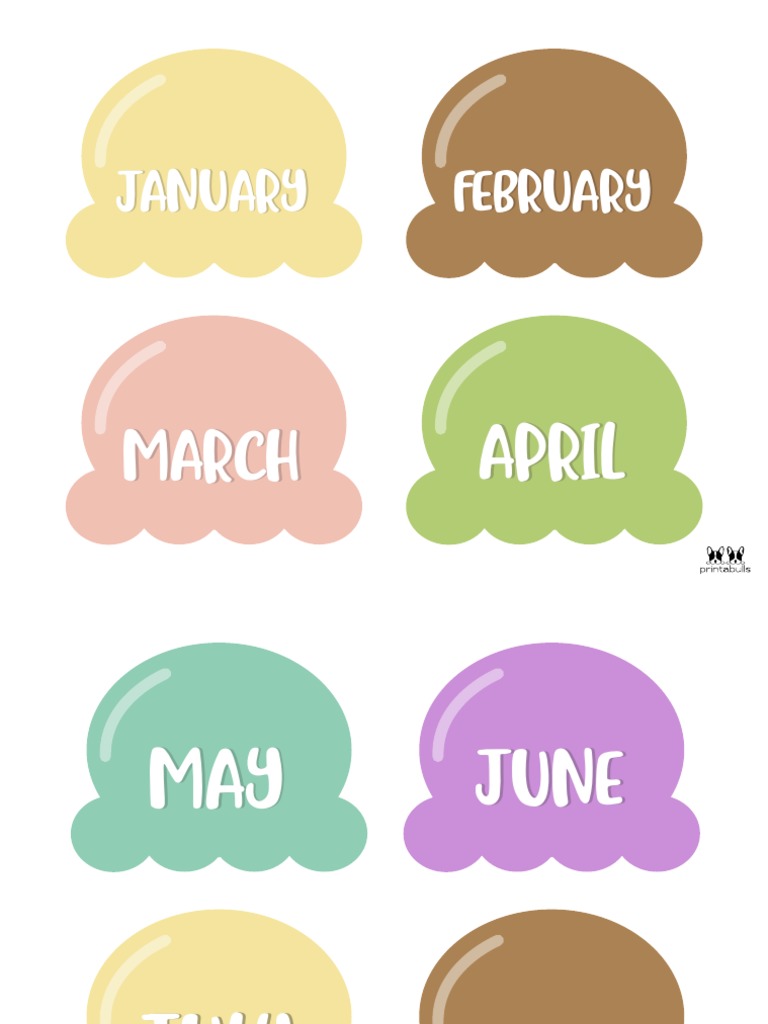 Months of the Year Ice Cream Printables | PDF