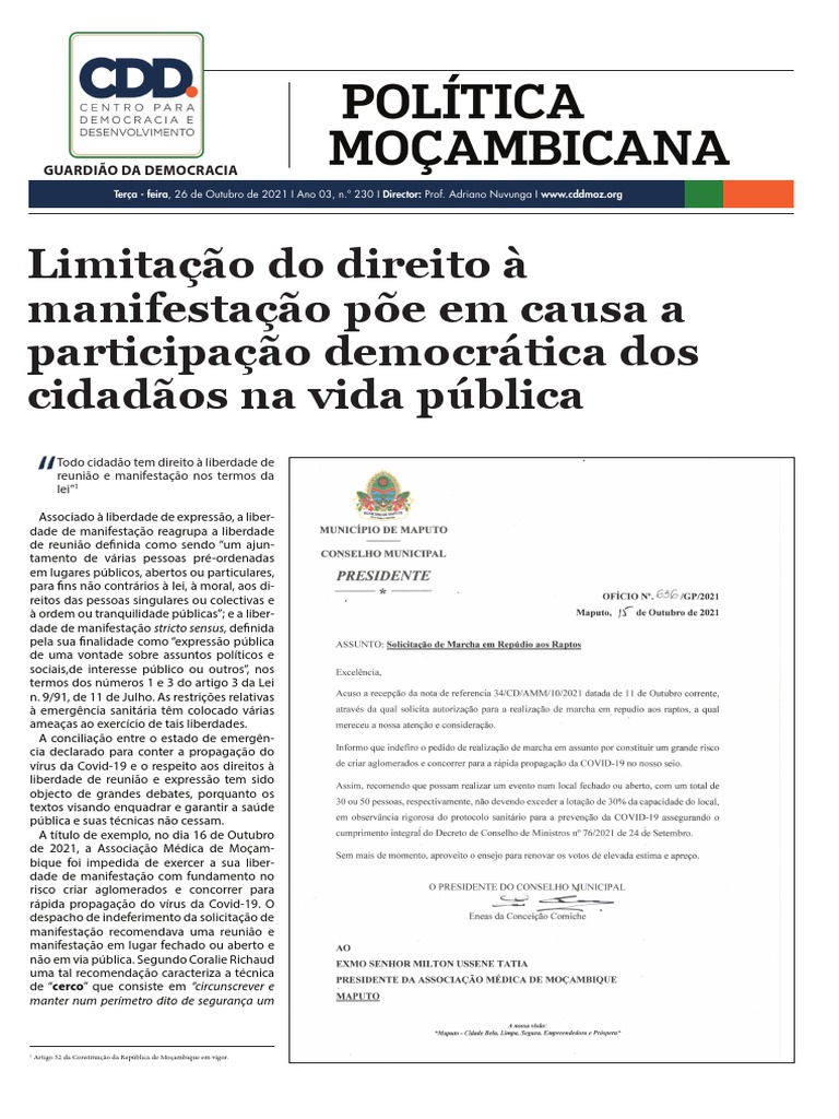 Limitacao Do Direito A Manifestacao Poe em Causa A Participacao ... Limitacao Do Direito A Manifestacao Poe em Causa A Participacao ...