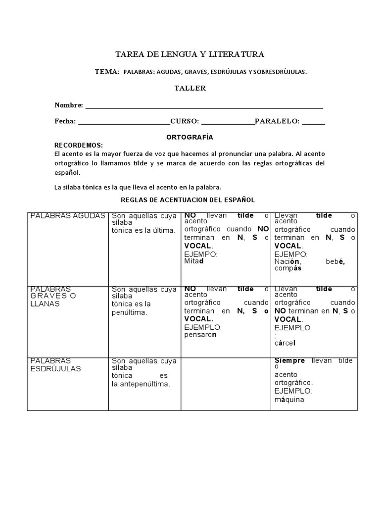 Taller de Agudas, G, E, S | PDF | Fonética | Lingüística